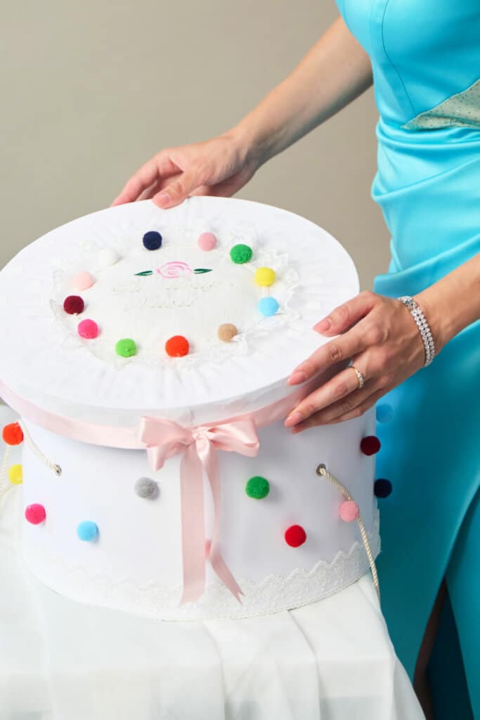 Cufăr Zora - alb | Cutie decorativă trusou botez | Andreeatex